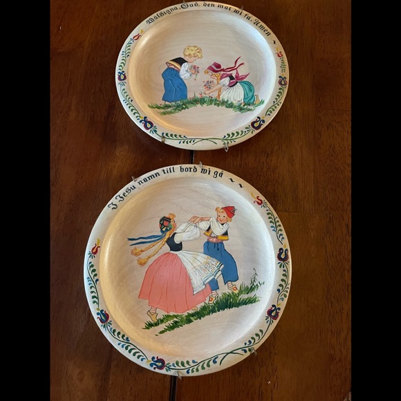 Wall Decor | Vintage Swedish Wooden 8 In Plates Hand Painted | Poshmark